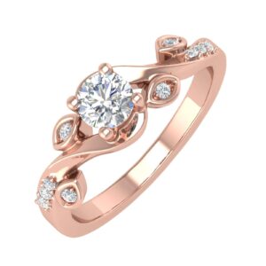 1/5 carat diamond engagement rings in 10k rose gold (ring size 10)