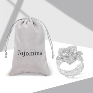 Jojomina Flower Arm Cuff Rhinestone Bracelet for Women Silver Crystal Stretch Prom Bridal Bracelet Jewelry for Bride Wedding Party Dating