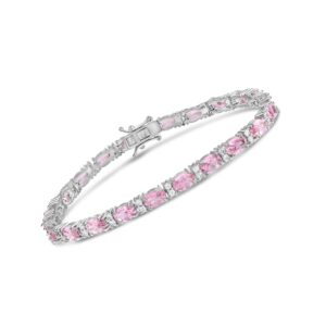 scienza pretty in pink sterling silver bracelet – dazzling cubic zirconia destiny tennis bracelet – rhodium plated .925 sterling silver bracelets for women – luxury pink bracelets for women