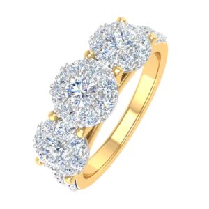 1 carat 3-stone prong set diamond engagement ring in 14k yellow gold - igi certified (ring size 9)