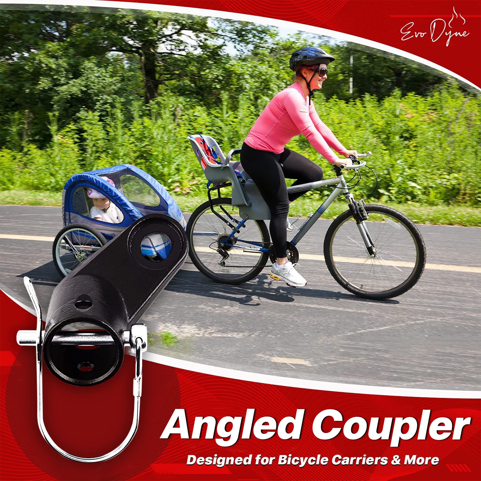 Angled Bike Trailer Hitch Attachment | Compatible with Instep and Schwinn Bike Trailers, Bike Coupler for a Wide Range of Bicycle Carriers, Trailer Sizes, Models, and Styles