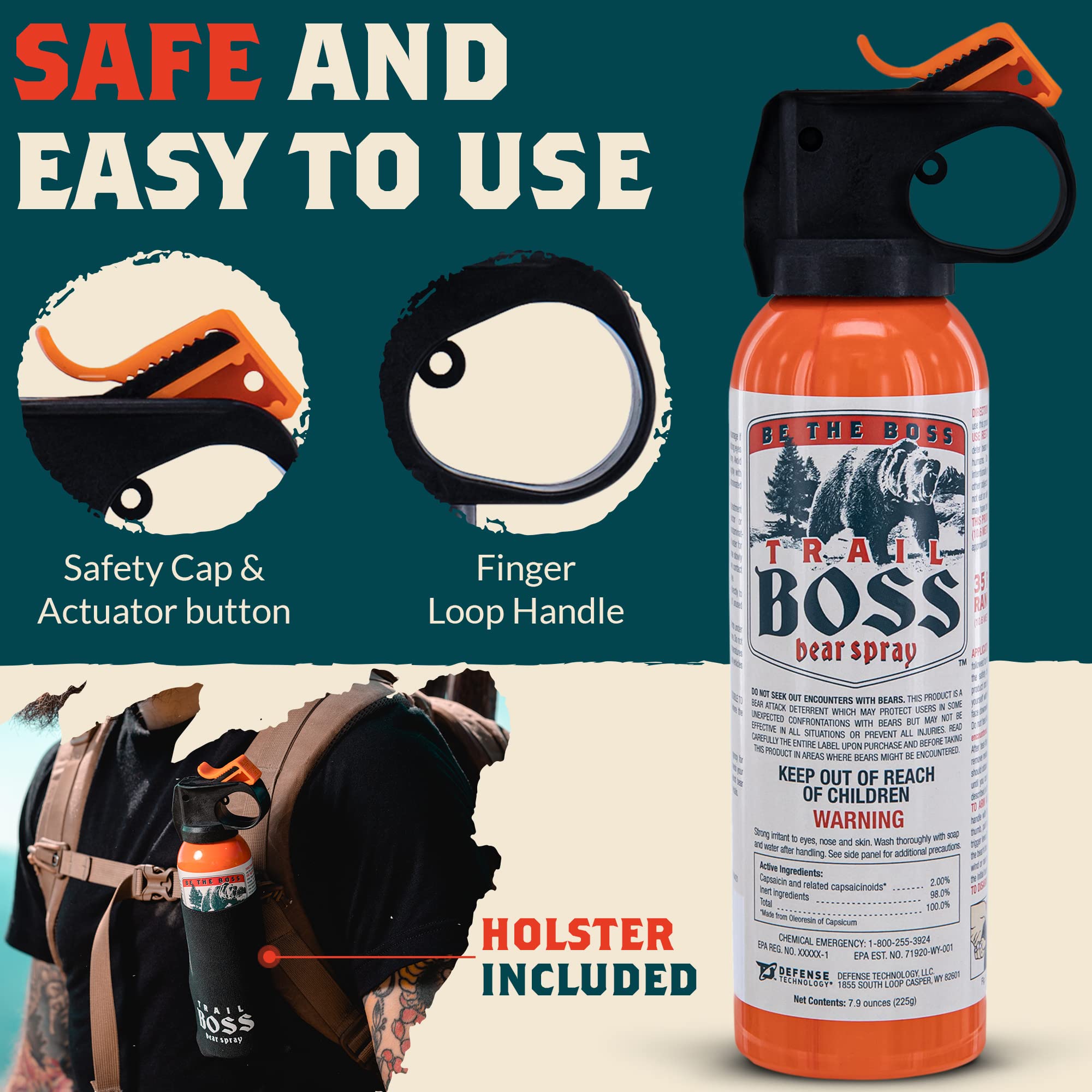 Bear Spray for Hiking and Outdoor Protection - 35 Foot Range Bear Deterrent (13.4 Ounce)