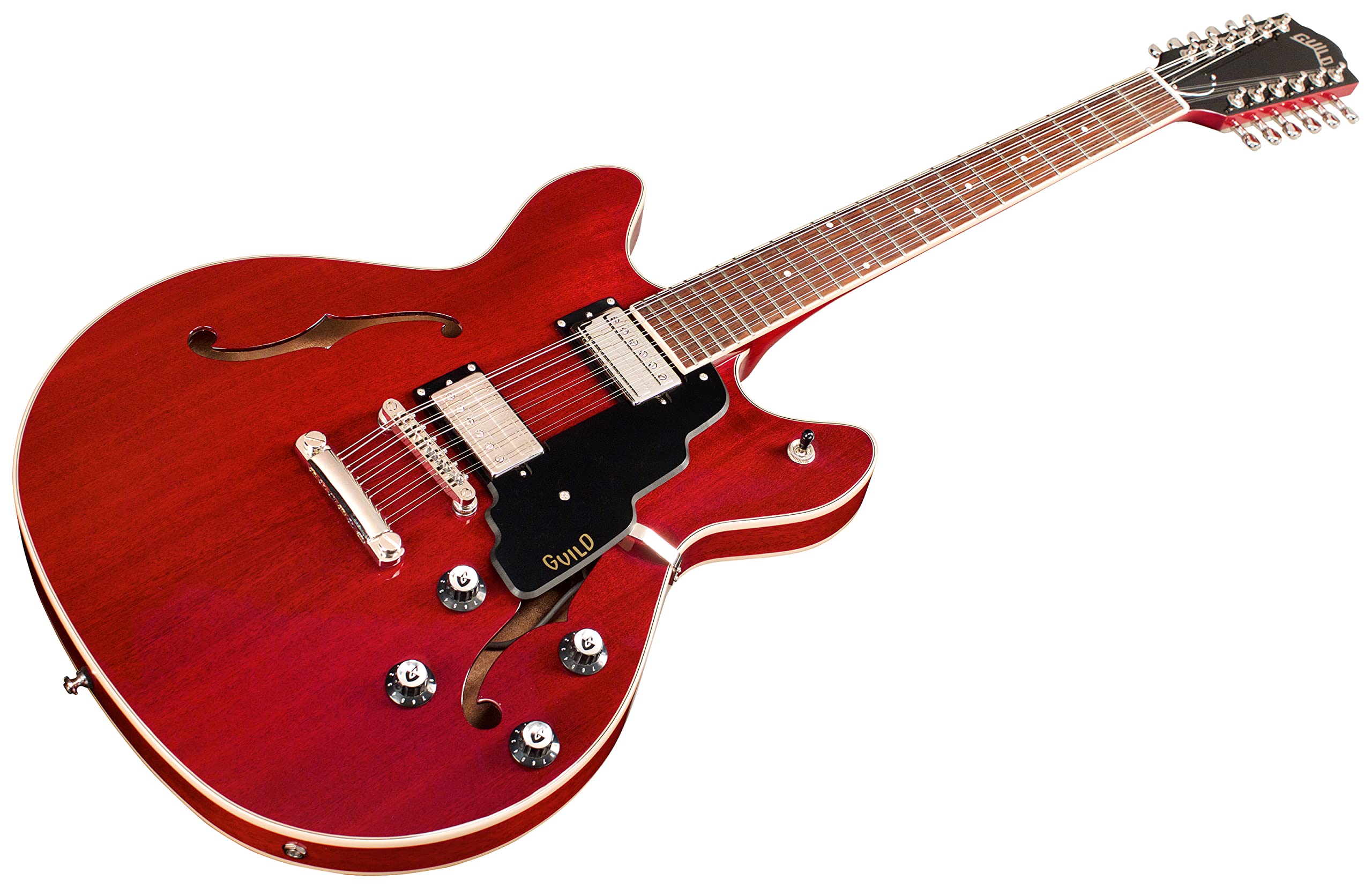 Guild Guitars Starfire I-12 Double Cutaway 12-String Semi-Hollow Body Electric Guitar, Cherry Red - Modern Thin “U“ Neck Profile for Fast, Smooth Playing, HB-2 Humbuckers with Push/Pull Coil Split