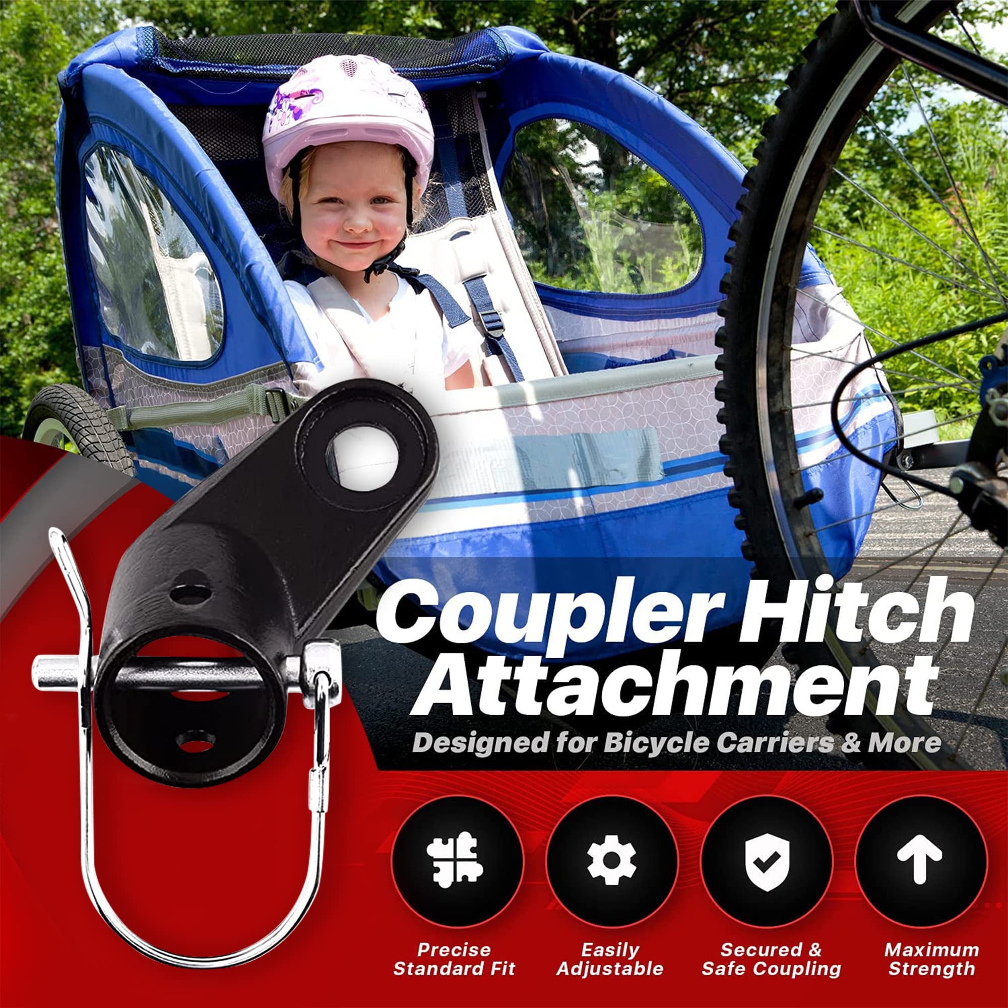 Angled Bike Trailer Hitch Attachment | Compatible with Instep and Schwinn Bike Trailers, Bike Coupler for a Wide Range of Bicycle Carriers, Trailer Sizes, Models, and Styles