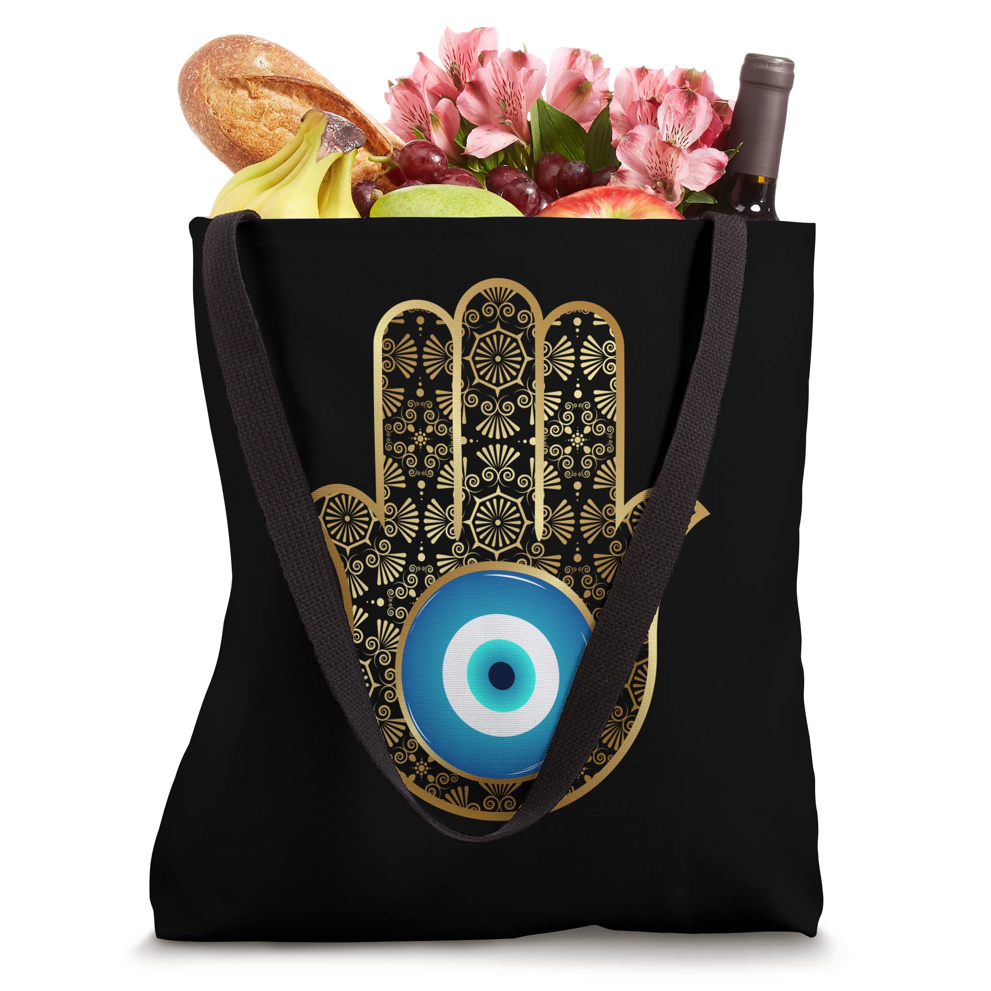 Evil Eye Amulet Hamsa Hand Mandala Tote Bag