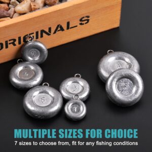 OROOTL Fishing Sinkers Disc Weights Coin Sinkers Weights Saltwater Surf Fishing Weights Flat Fishing Sinkers and Weights Catfishing Gear Tackle Kit 8oz 6oz 5oz 4oz 3oz 2oz 1oz