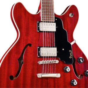 Guild Guitars Starfire I-12 Double Cutaway 12-String Semi-Hollow Body Electric Guitar, Cherry Red - Modern Thin “U“ Neck Profile for Fast, Smooth Playing, HB-2 Humbuckers with Push/Pull Coil Split