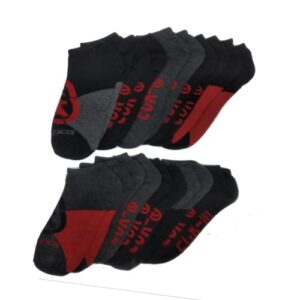 10 pairs of ecko men's basic quick dry no show athletic socks 10-13 (black and red) (eu-noshow10pk)