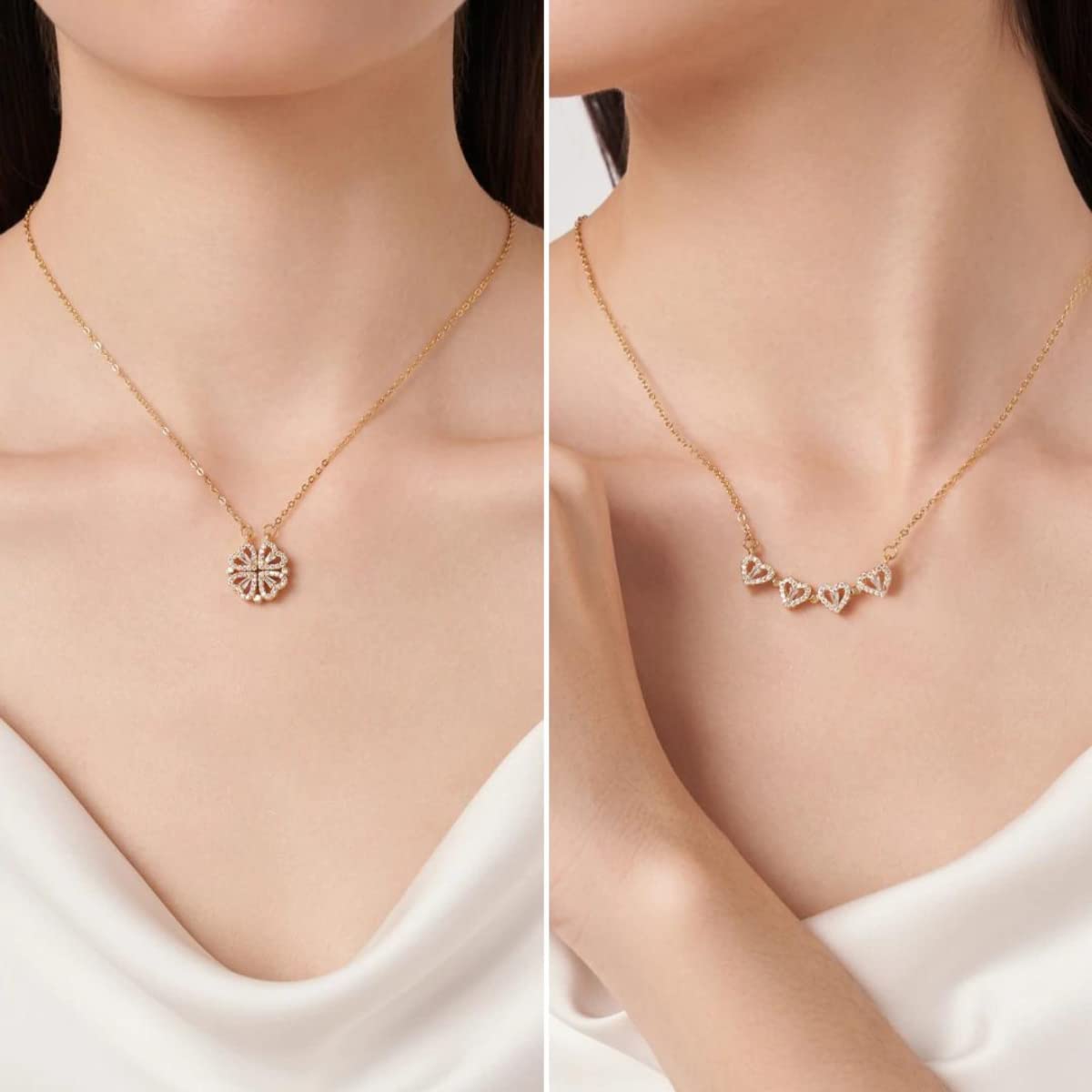 Love & Crafted 4 Leaf Lucky Clover Necklace with 18k Gold Plating - Simple Cute Clover Necklaces for Women - Trendy Necklace for Girlfriend Gift