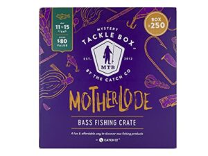 catch co mystery tackle box motherlode bass fishing crate | largemouth bass | smallmouth bass | freshwater fishing kit |