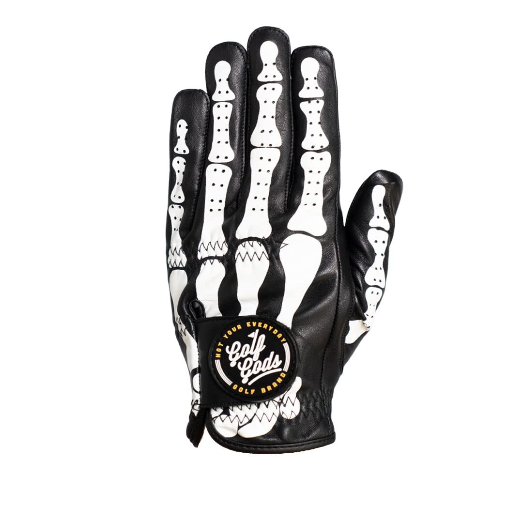 Golf Gods - Golf Glove Skeleton (Large - Right), Black, White