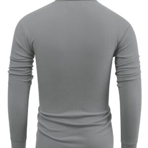 jonivey Mens Fleece Turtleneck Long Sleeve Casual Shirts Soft Knitted Warm Under Layers Thermal Pullover Tops (Pure Grey,M)