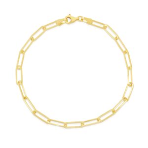 floreo 10k yellow gold 2.5mm paperclip link bracelet or anklet, 10 inch