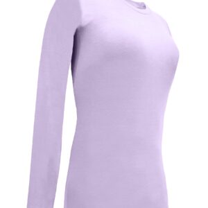 Cotton Essentials Women's Under Scrub Tee Crew Neck Long Sleeve T-Shirt (Lavender, Large)