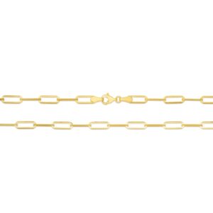 Floreo 10k Yellow Gold 2.5mm Paperclip Link Bracelet or Anklet, 10 inch