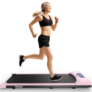 krisrate pink walking pad treadmill under desk, desk quiet, flat portable with led display and remote control, installation-free treadmills for home office