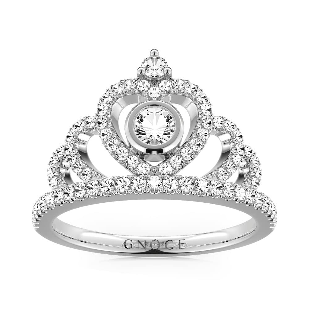 GNOCE Graceful Queen Crown Women Ring 925 Sterling Silver Inlaid with Clear Gemstones Rings Anniversary Promise Engagement Wedding Ring for Her (8)