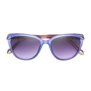 Betsey Johnson Women's Serpentine Sunglasses Cateye, Purple Crystal with Oil Slick Snakes, 56mm