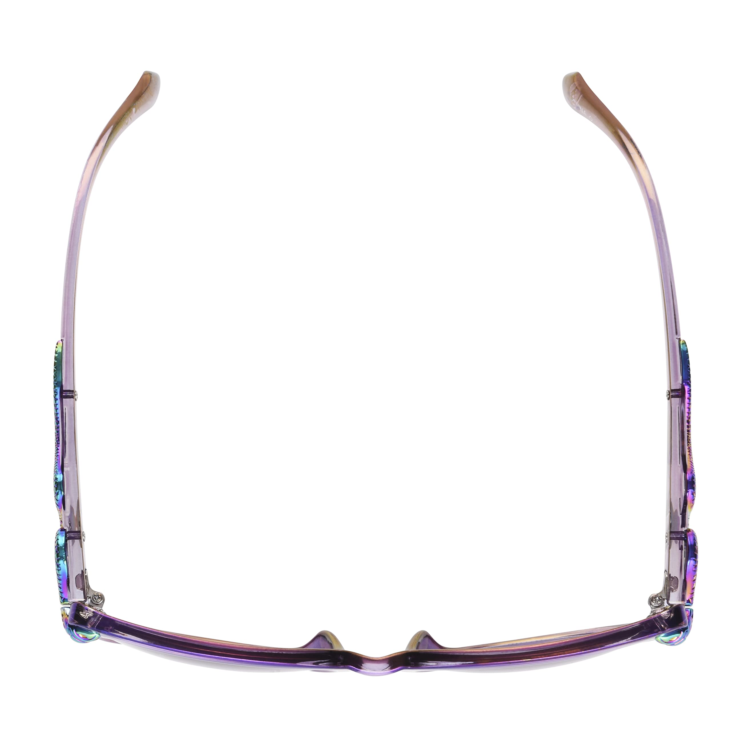 Betsey Johnson Women's Serpentine Sunglasses Cateye, Purple Crystal with Oil Slick Snakes, 56mm