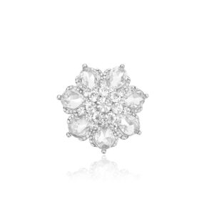 chaoyite flower shape crystal cocktail stretch ring party prom floral statement elastic ring for women