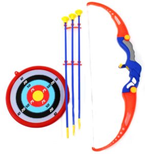 powertrc kids bow and arrow play set | comes with 3 suction arrows, a bow, and a target | great gift for young beginner archers | indoor and outdoor archery set