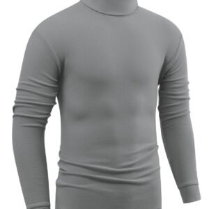 jonivey Mens Fleece Turtleneck Long Sleeve Casual Shirts Soft Knitted Warm Under Layers Thermal Pullover Tops (Pure Grey,M)