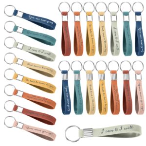 fumete 24 pcs inspirational keychains gift for women motivational quote key chains rings thank you teacher gifts (bright color)