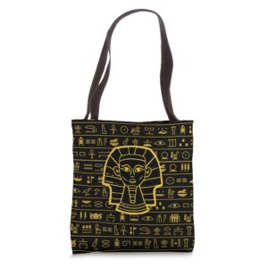 ancient egyptian hieroglyphs symbols pharao scarab ankh eye tote bag