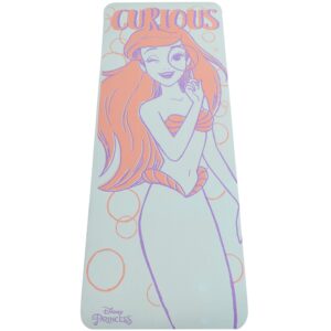 disney princess ariel kids exercise mat non slip, all purpose nbr fitness and workout mat for boys and girls, blue, 10 mm