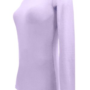 Cotton Essentials Women's Under Scrub Tee Crew Neck Long Sleeve T-Shirt (Lavender, Large)