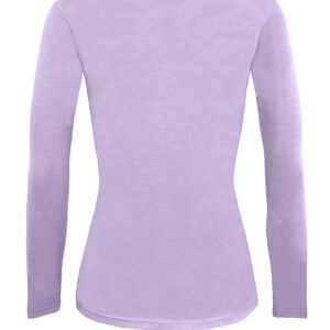 Cotton Essentials Women's Under Scrub Tee Crew Neck Long Sleeve T-Shirt (Lavender, Large)