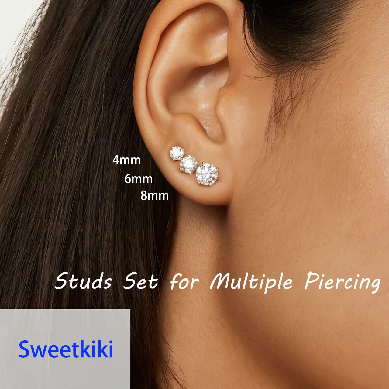 7 Pairs Flat Back Stud Earrings Set for Women, Hypoallergenic Surgical Steel Cubic Zirconia Earrings Studs for Lobe Cartilage Helix (2-8MM)