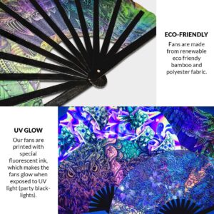 The Bomb Hand Fan Foldable Bamboo Circuit Rave Hand Fans Slang Words Fan Outfit Party Gear Gifts Music Festival Rave Accessories (Blue)