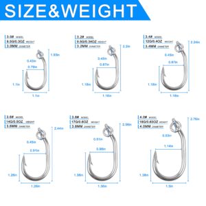 Tuna Fishing Hooks Ringed Live Bait Fishing Hook 10pcs Saltwater Big Game Hook for Tuna Circle hooks Stainless Steel Fishing Hook with Action Ring Catfish Hooks Giant Hook Shark Swordfish Tuna Catfish