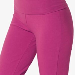 Women's Basic Foldover Waistband Comfy Stretch Cotton Boot Cut Lounge Yoga Pants Magenta 2X