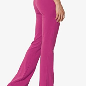 Women's Basic Foldover Waistband Comfy Stretch Cotton Boot Cut Lounge Yoga Pants Magenta 2X