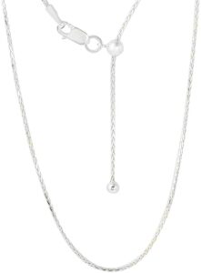 savlano 925 sterling silver solid 1.0mm franco square box adjustable bolo 14-24 inch chain necklace for women - made in italy comes with a gift box (white)