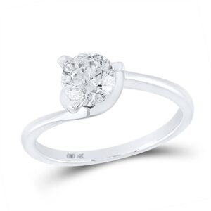 the diamond deal 14kt white gold round diamond solitaire bridal wedding engagement ring 1 cttw