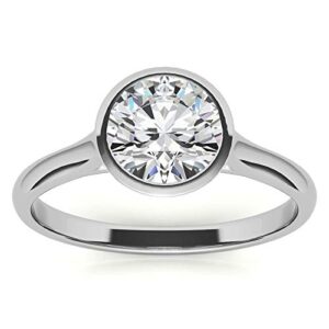 sparkx diamond bezel set round moissanite solitaire ring, 1.50 carat colorless vvs1 clarity brilliant round cut moissanite diamond 925 sterling silver anniversary ring promise ring for women