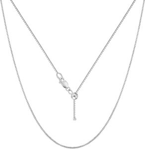 savlano 925 sterling silver solid 0.8mm box adjustable bolo 14-24 inch chain necklace for women - made in italy comes with a gift box (white)