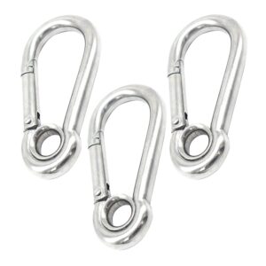 bytiyar 10 pcs m4 1.6 inch stainless steel heavy duty carabiner clips keychain with round hole snap hook quick links safety chain rigging accessories tool