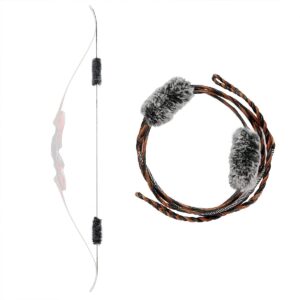 tachyon archery bow string silencer replacement for traditional and recurve bow, handmade flemish d97 bowstring with 1 pair rabbit fur to reduce vibration and noise 16 strand 56-68 inches