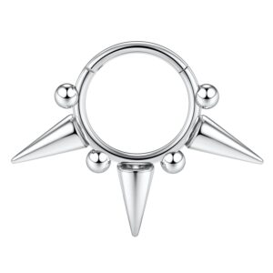 funlmo spike septum clicker rings 316l daith earrings septum jewelry 16g hinged segment seamless clicker nose hoop ring silver snug tragus cartilage helix rook lobe earrings conch hoop ring 8mm