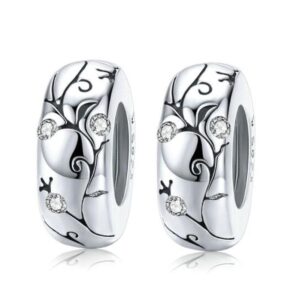 charm bracelet spacer beads sterling silver 2pcs rubber stopper charm spacer beads for pandora charm bracelet (leaf silver charm)