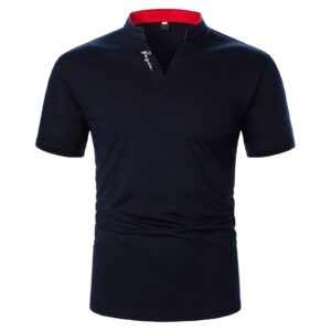 Men's Polo Shirt Short Sleeve Moisture Wicking Quick Dry Golf Shirt Lightweight Performance Outdoor Sport Shirt(Navy,Medium)