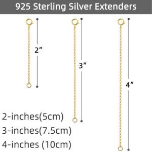 Necklace Extender, Necklace Extenders Gold Chain Extenders for Necklaces Gold Necklace Extender Sterling Silver 925 2inch 3inch 4inch