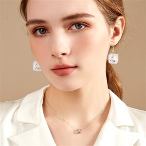 JIUIQL Unique Dainty Cute 3D Poker Red hearts and spades A Ace Playing Cards Dangle Drop Earrings in Transparent Ice Cube for Women Gambling Casino Jewelry Gift (White)