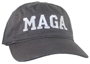 tropic hats adult embroidered maga trump 6 panel ballcap w/strapback closure - dark gray