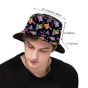 Retro Fashion 80s 90s Bucket Hat for Men Women Funny Summer Beach Fishing Hat Packable Outdoor Sun Fisherman Hat