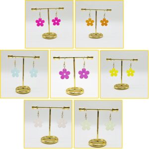 7 Pairs Resin Acrylic Boho Flower Earrings for Women Flower Shaped Daisy Earrings Set Gold color (8 Pairs)